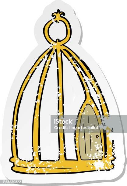 Stiker Retro Sangkar Burung Kartun Ilustrasi Stok Unduh Gambar Sekarang 1980 1980 An