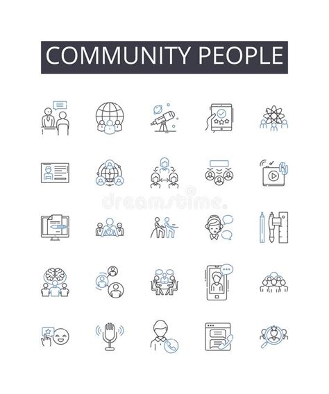 Community People Line Icons Collection Society Individuals Neighbourhood Citizens Team