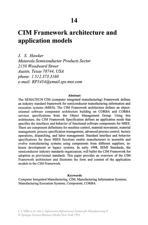 pdf cim framework architecture and application models