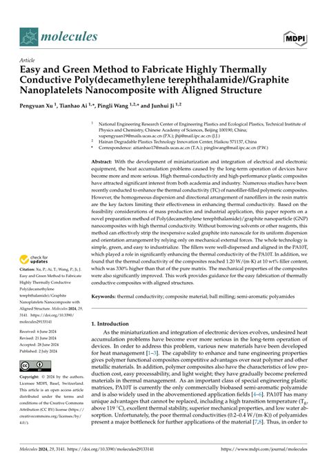 Pdf Easy And Green Method To Fabricate Highly Thermally Conductive