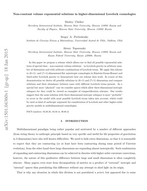 Pdf Non Constant Volume Exponential Solutions In Higher Dimensional