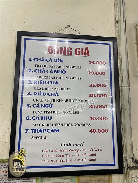 Bún Chả Cá Bà Lữ Đà Nẵng Ngon Nổi Tiếng Menu Review