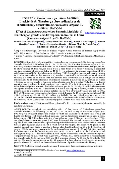 Pdf Effect Of Trichoderma Asperellum Samuels Lieckfeldt And Nirenberg