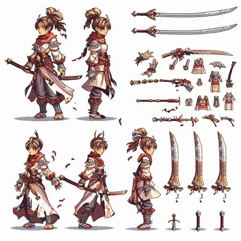 A Sprite Sheet For Idle Position Pixel Art Game Asset Premium Ai Generated Vector