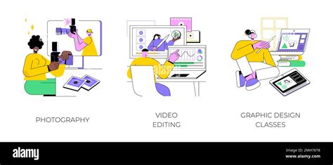 Creative Online Courses Isolated Cartoon Vector Illustrations Set