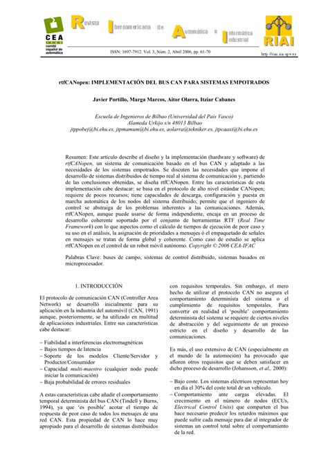 Pdf Rtfcanopen Implementación Del Bus Can Para Sistemas Empotrados