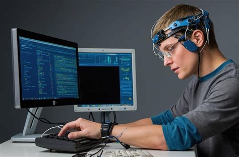 Premium Photo Futuristic Neural Interface Experiment