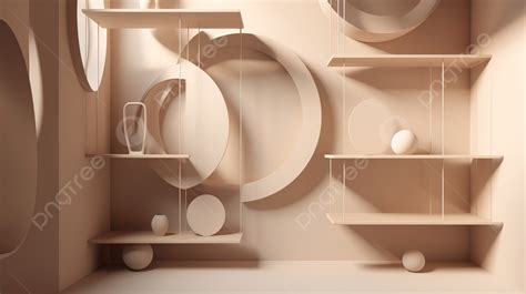 Minimalist Interior Piece 3d Render Of Geometric Background And Shelves With Subtle Shadows 3d