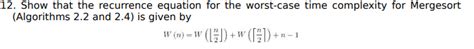 Solved 12 Show That The Recurrence Equation For The