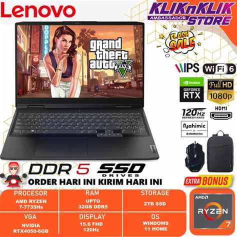 Jual Laptop Lenovo Ideapad Gaming 3i I5 11300H GTX1650 4GB 32GB 1TB SSD RAM 16GB DDR5 512GB