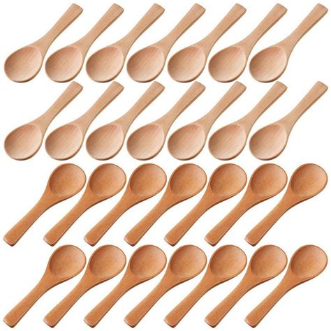 Small Wooden Spoons For Kitchen Cooking Seasoning Oil Coffee 30pcs