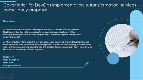 Cover Letter For Devops Implementation And Transformation Services Consultancy Proposal Ppt