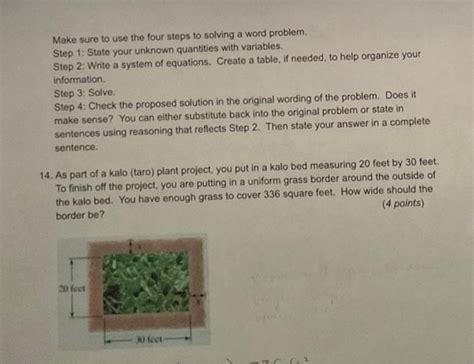 Solved Make Sure To Use The Four Steps To Solving A Word Chegg Com