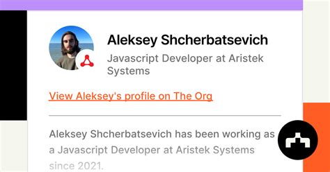 Aleksey Shcherbatsevich Javascript Developer At Aristek Systems The Org
