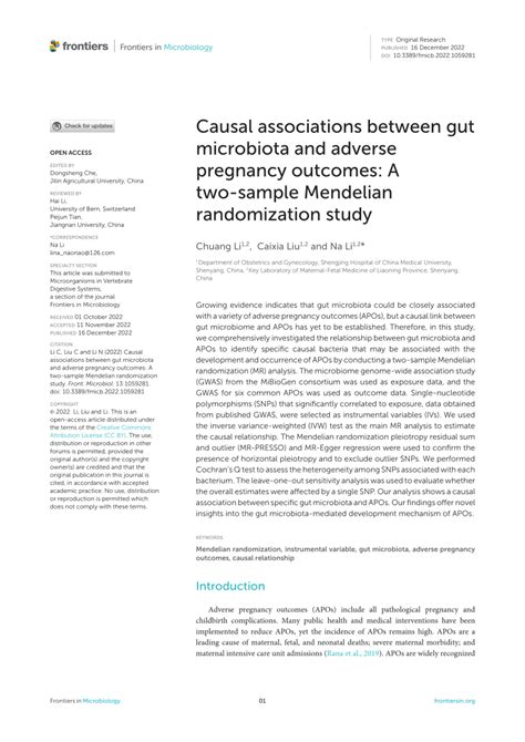 Pdf Causal Associations Between Gut Microbiota And Adverse Pregnancy