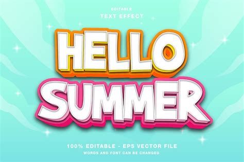 Premium Vector | Hello summer 3d editable text effect style