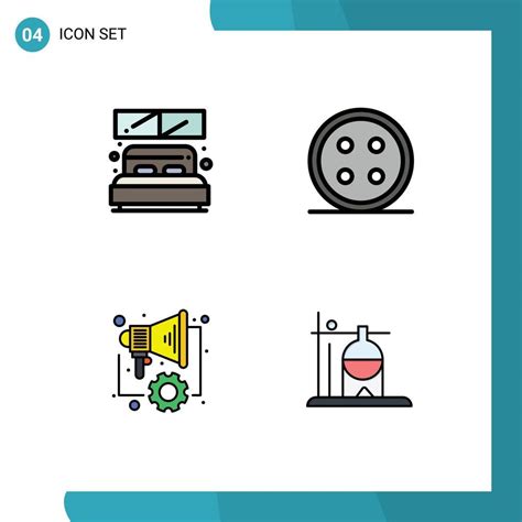 Pictogram Set Of Simple Filledline Flat Colors Of Bed Automation