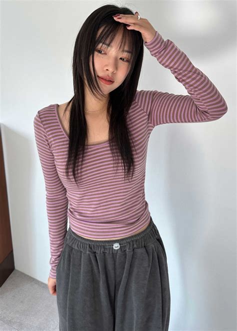 미카사 미나 유넥 스트라이프 티셔츠 3colors 위시버킷