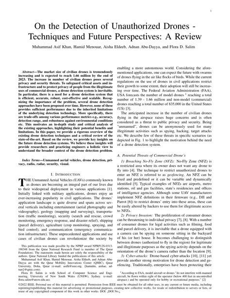 Pdf On The Detection Of Unauthorized Drones Techniques And Future Perspectives A Review