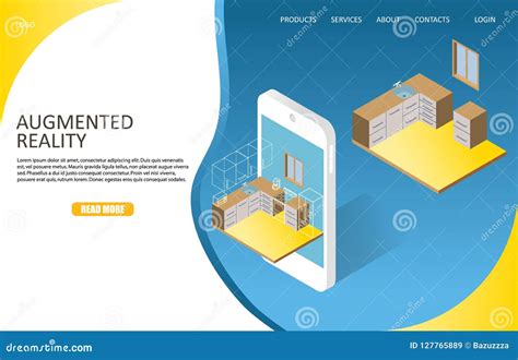 augmented reality landing page website vector template stock vector