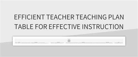 Free Teaching Plan Table Templates For Google Sheets And Microsoft Excel Slidesdocs
