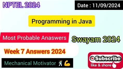 Programming In Java Week 7 Quiz Assignment 7 Solution Nptel