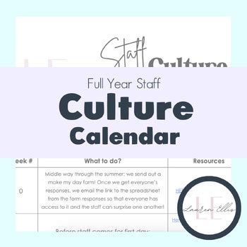 Staff Culture Calendar Build Positivity With Ready To Go Ideas