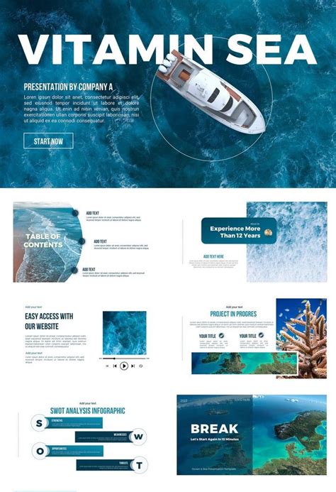 Travel Ocean Presentation Template Blue Powerpoint Pptx Template Free