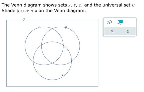 solved the venn diagram shows sets ₄ β c and the universal set v