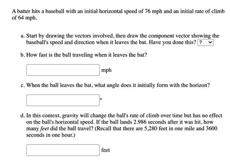solved a batter hits a baseball with an initial horizontal
