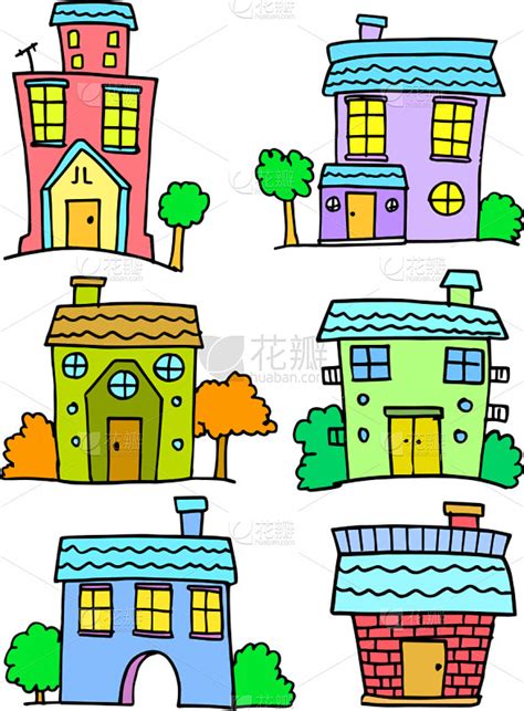 房屋 乱画 可爱的 建筑业 建筑 图像 矢量 布置 绘制