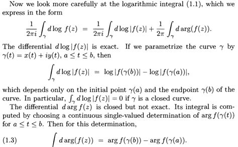 Complex Analysis Exact Differential In The Setting Of Logarithmic