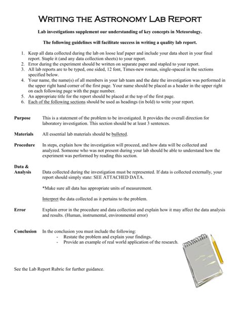 astronomy lab report guidelines and checklist