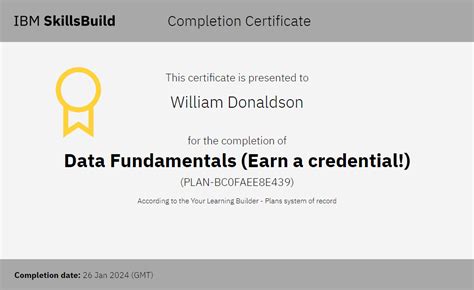 New Credential Completed IBM Data Fundamentals Securing The Universe