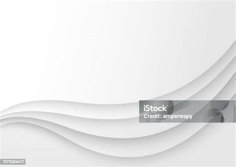 추상 원 빈 종이 흰색과 회색 톤 벡터 배경 그림자 현대 개념과 겹치는 파도 텍스트 또는 메시지 웹 및 책 디자인을위한 공간 줄무늬에 대한 스톡 벡터 아트 및 기타 이미지