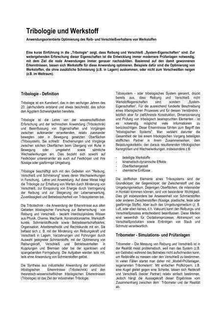 Tribologie Und Werkstoff Aerospace And Advanced Composites Gmbh