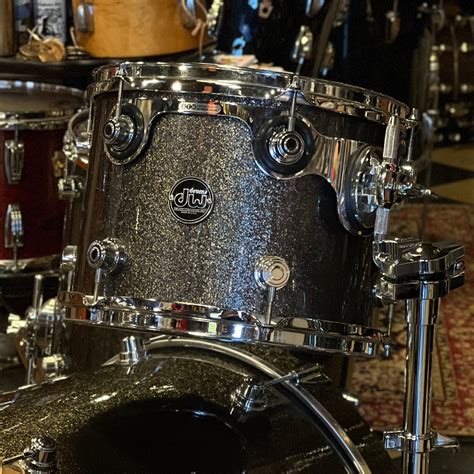Used Dw Performance Series Drum Set In Pewter Sparkle 18x22 9x12 1