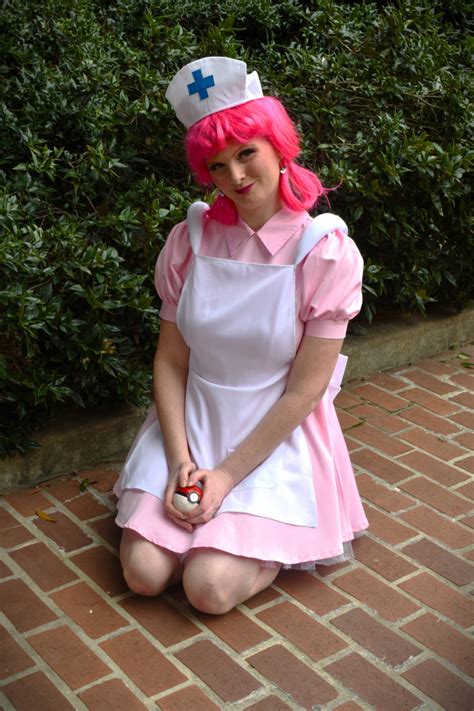 Nurse Joy Pink Cosplay Costume Dress With Hat