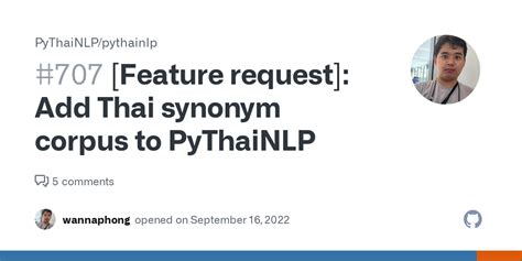 Feature Request Add Thai Synonym Corpus To PyThaiNLP Issue 707 PyThaiNLP Pythainlp GitHub