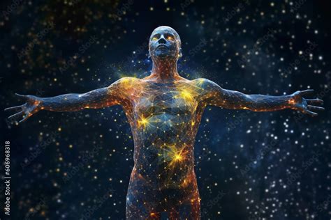 Persons Body Composed Of Constellations Highlighting The Notion That