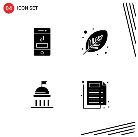 Pack Of 4 Modern Solid Glyphs Signs And Symbols For Web Print Media Such As Arrows Print Phone