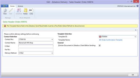 Fix Flowfield Error When Selecting A Template In Zetadocs Delivery Dialog