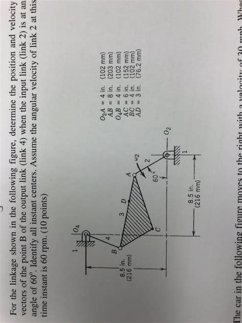 Solved For The Linkage Shown In The Following Figure