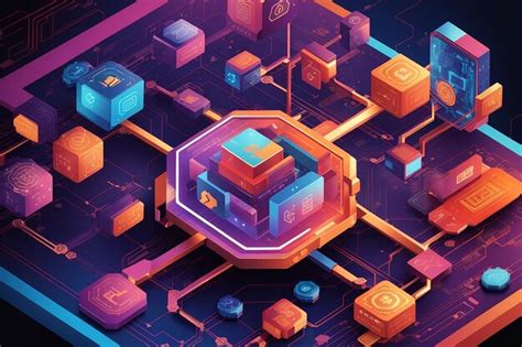 Premium Photo Blockchain Technology Isometric Concept Computer Farm Mining Cryptocurrency