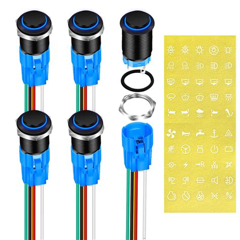 Daiertek Latching Push Button Switch 12v Pushbutton Switch Blue Led Desertcart Japan