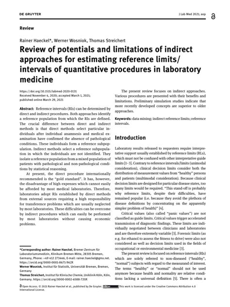 estimating reference limits intervals of quantitative procedures in