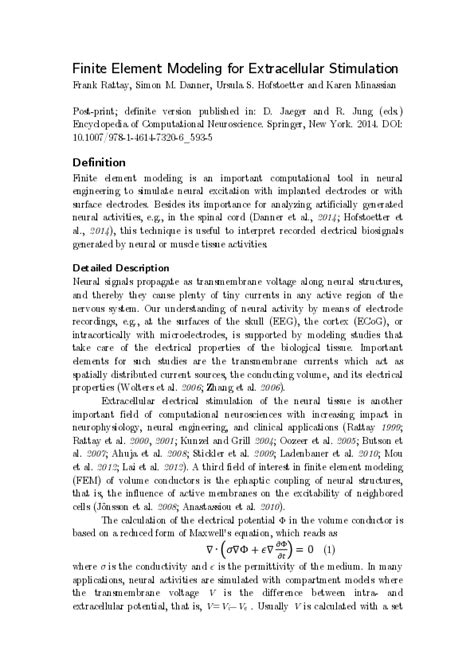 pdf finite element modeling for extracellular stimulation frank