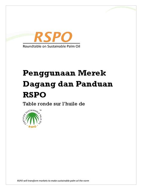 Rspo Trademark Usage And Guideline Indonesian Pdf