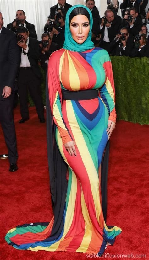Kim Kardashian In Unconventional Red Carpet Attire Stable Diffusion