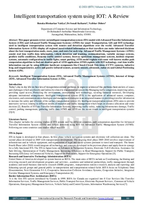 Pdf Intelligent Transportation System Using Iot A Review
